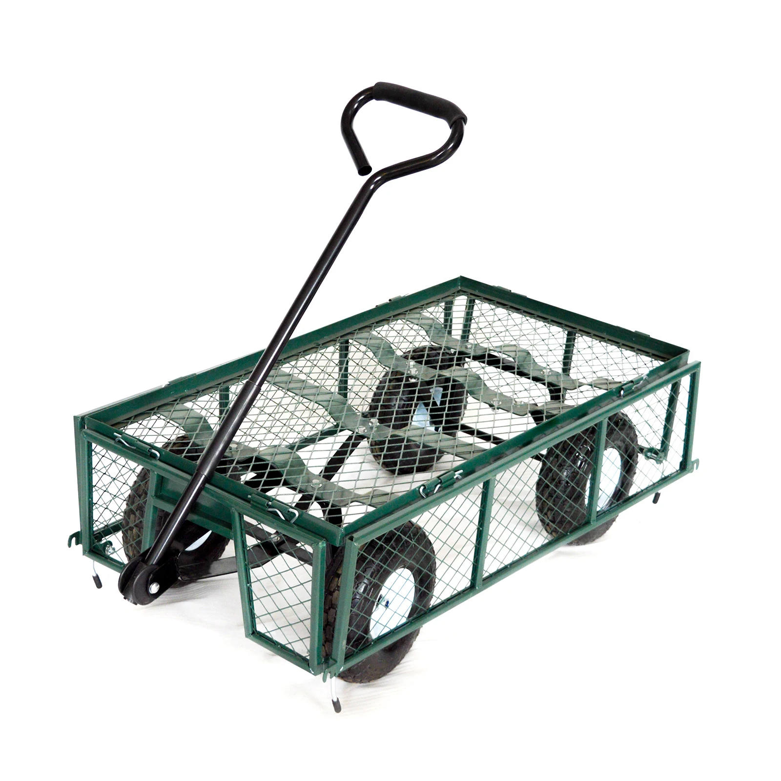 Heavy Duty Utility Steel Mesh Yard Garden Cart Wagon Trolley Removable ...