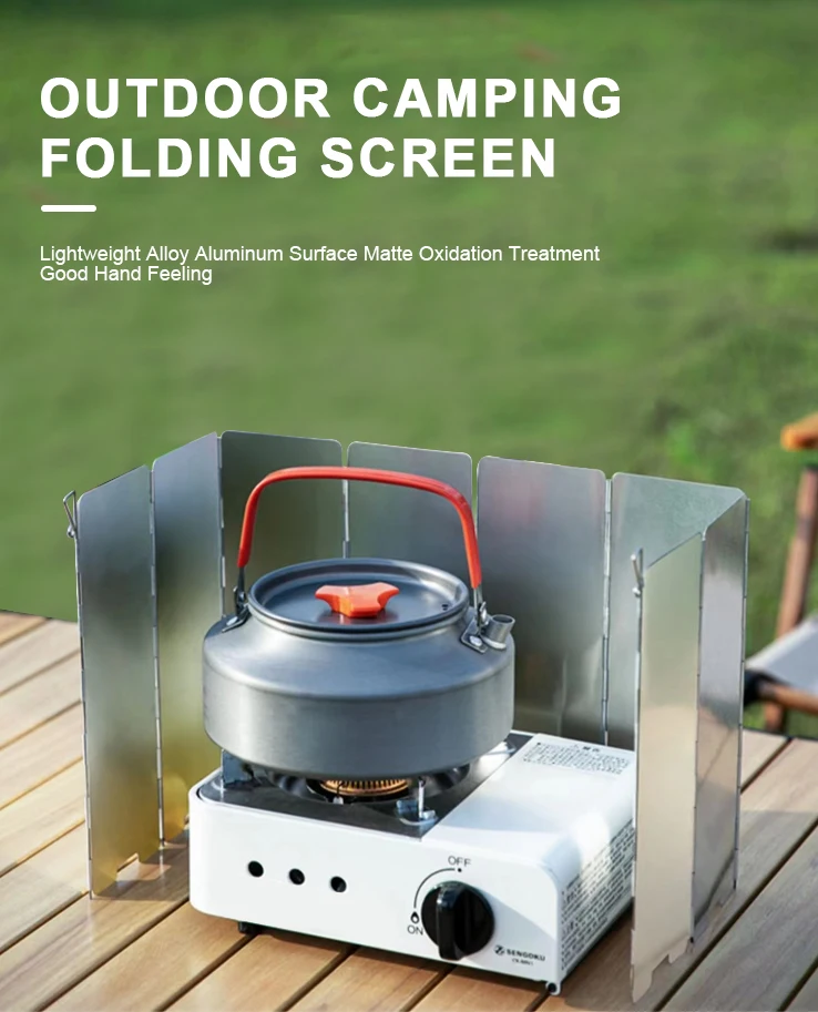 9 Plates Aluminum Lightweight Folding Camp Stove Windscreen Windshield ...