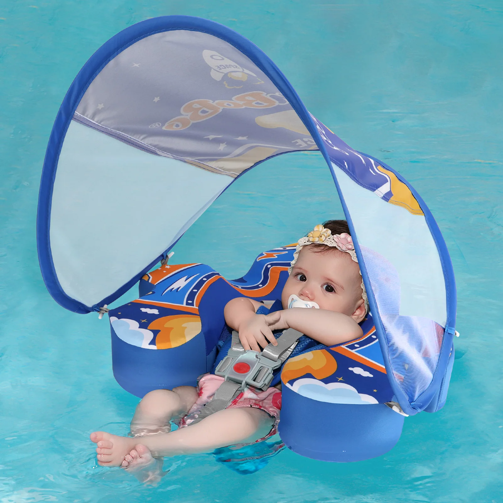 Swimbobo Blue Pvc Non-inflatable Baby Swimming Float Ring Children Air ...