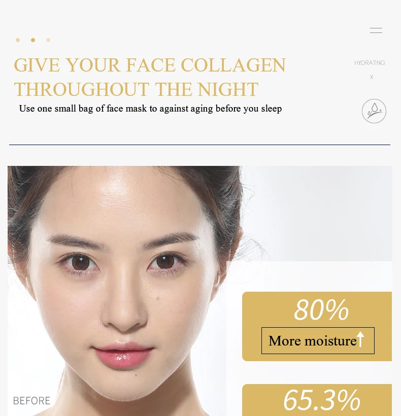 24k Gold Korean Strip Pack Deep Moisturizing Cream Fruit Hydro Collagen ...