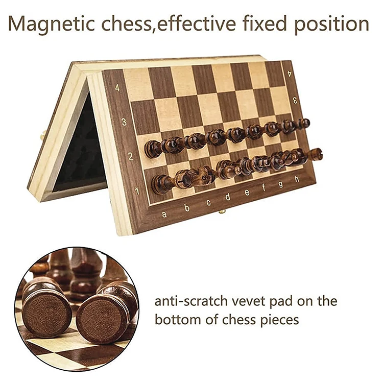Chess Board Games Pine Wood Delux Chess Game Set Magnetic Wooden Chess ...