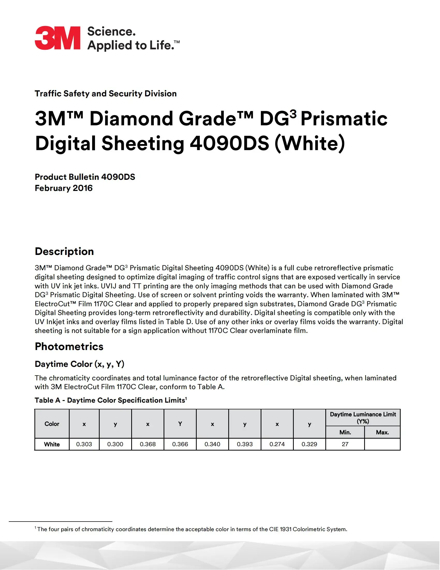 3M 4090 DG3 Diamond Grade Reflective Film - Super Reflective