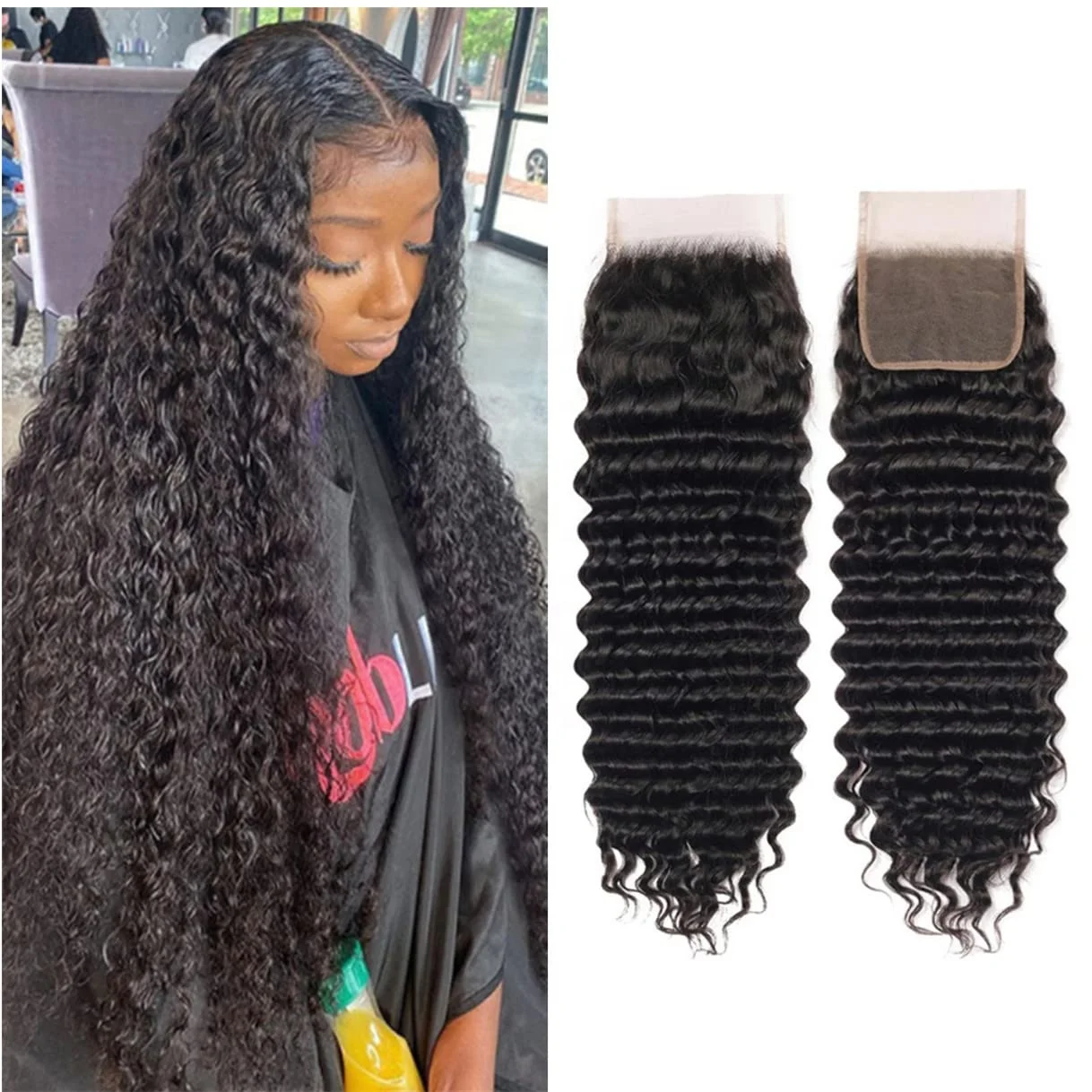 Deep Wave 3.5x3.5 Lace Closure - 100% Human Hair Brazilian