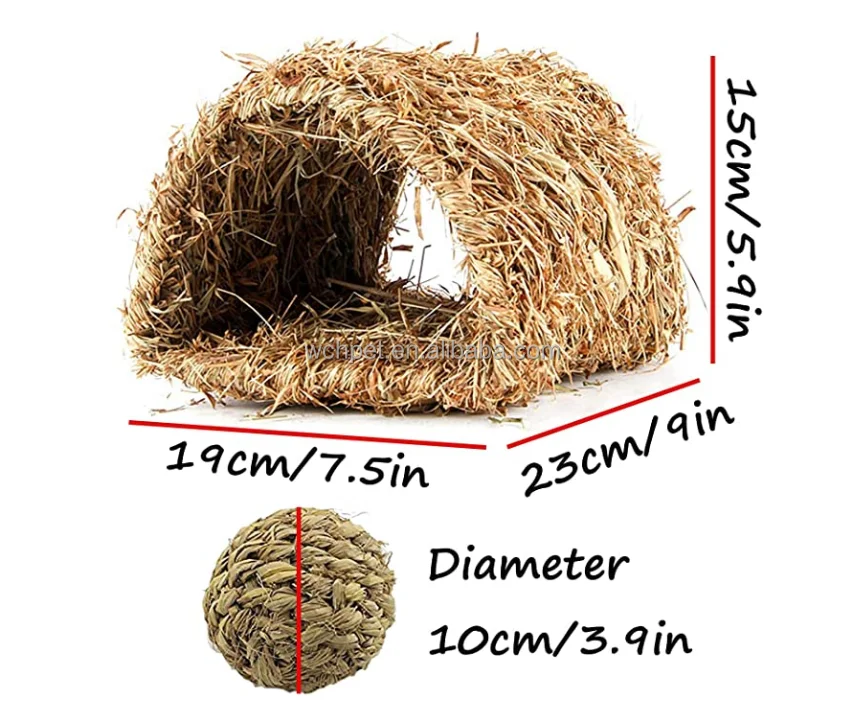 Rabbit Tunnel Toy Hand-woven Timothy Grass Hut Bed Rabbit Hideaway Toy ...