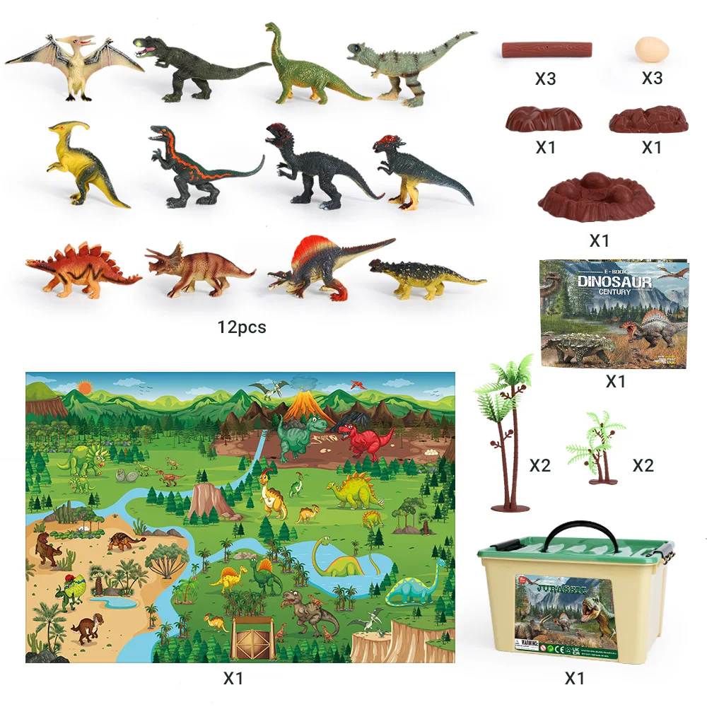 Upgrade Jurassic Educational Booklet Animal Figurines Play Set ...
