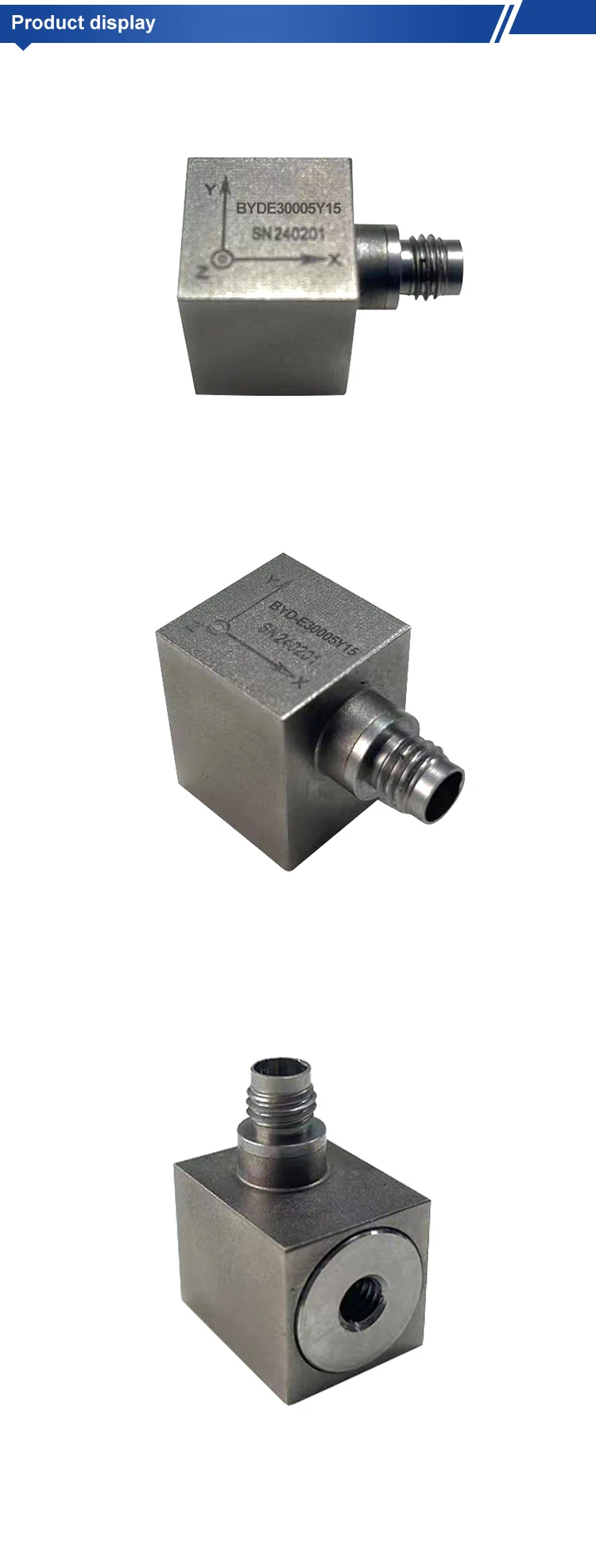 Byde30005y15 Tri Axial Accelerometer Icp Piezoelectric Vibration Sensor Acceleration Sensor