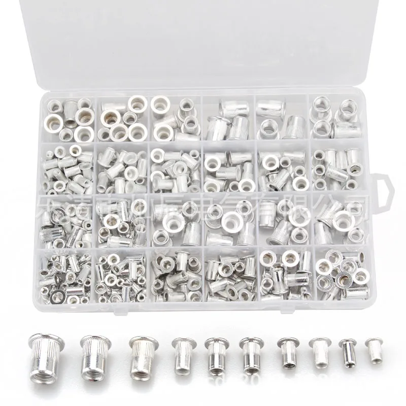 300pcs M3 M4 M5 M6 M8 Aluminum Flat Head Rivet Nuts Tool Set