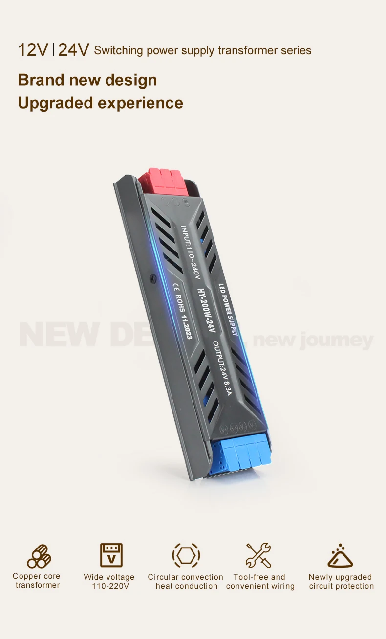 AC220V AC110V to DC12V DC24V Drives Ultra-Thin Silent Power Supply