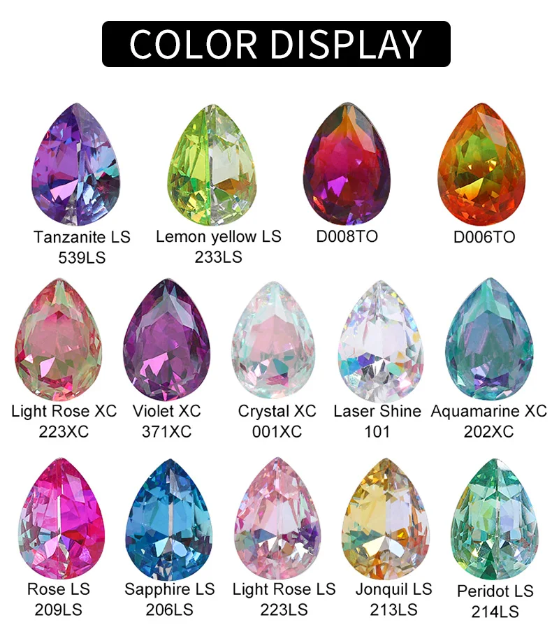 Xichuan Laser Point Back Rhinestones Drop Shape Stone K9 Glass ...