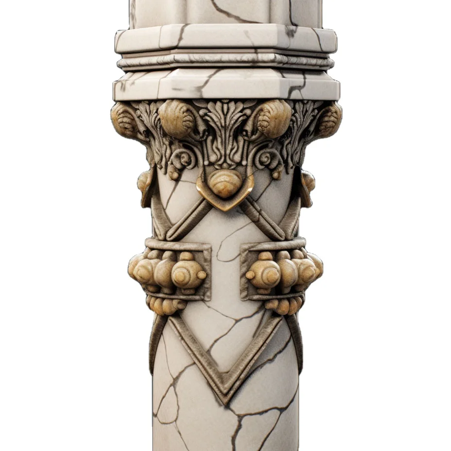 GRC Precast Concrete Fluted Round Roman Column For Building Entrance ...