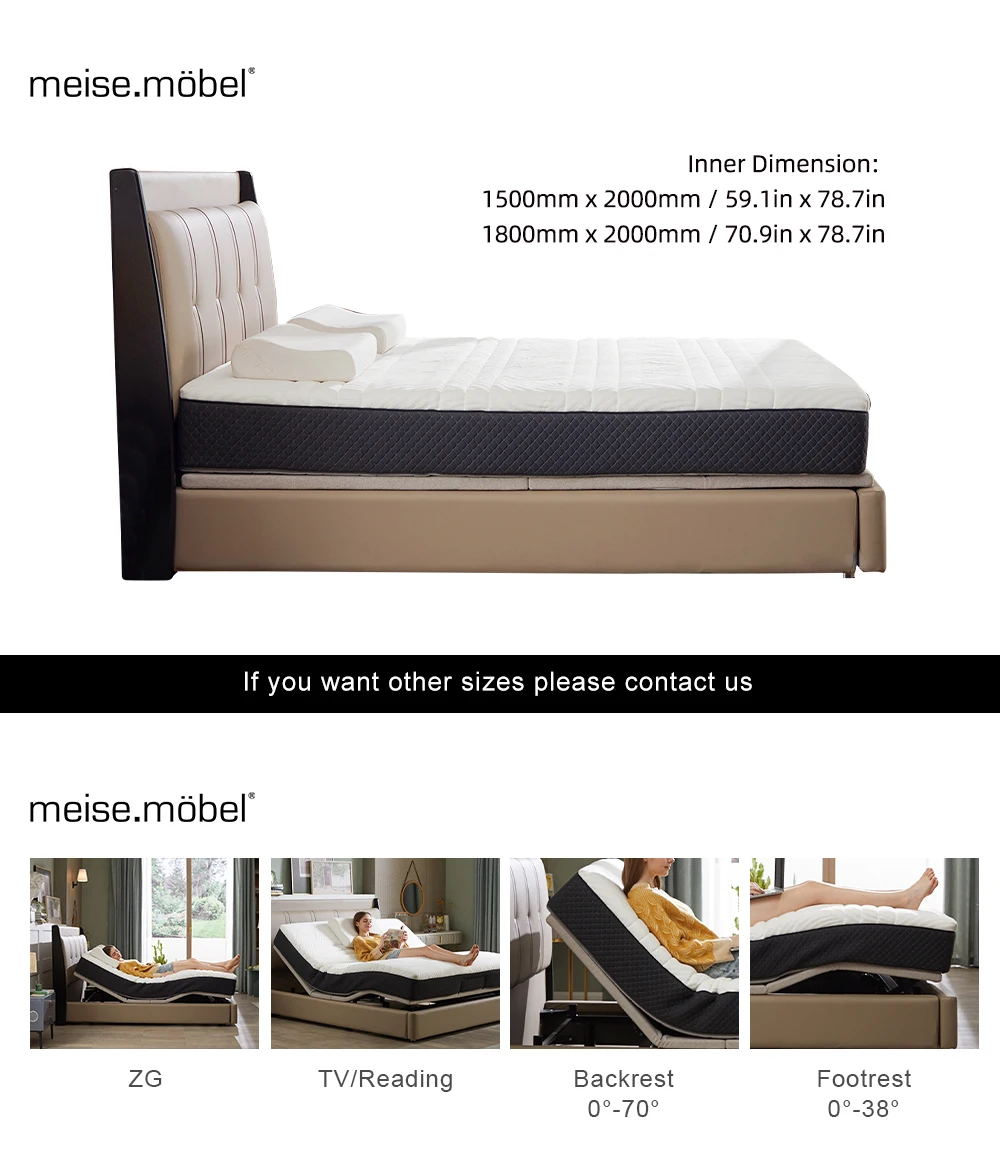 Meisemobel Electric Adjustable Bed With Frame And Headboard