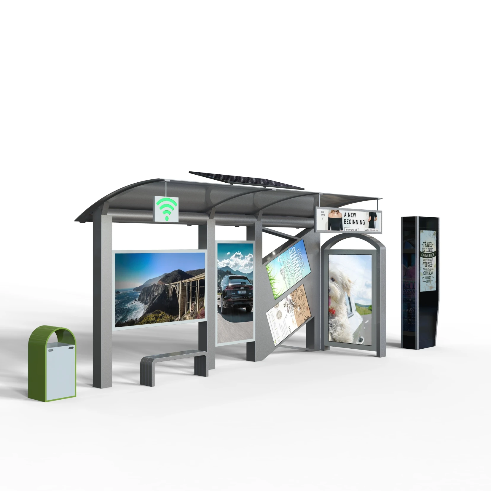 Parada De Autobús Inteligente De Ciudad,Quiosco De Energía Solar ...