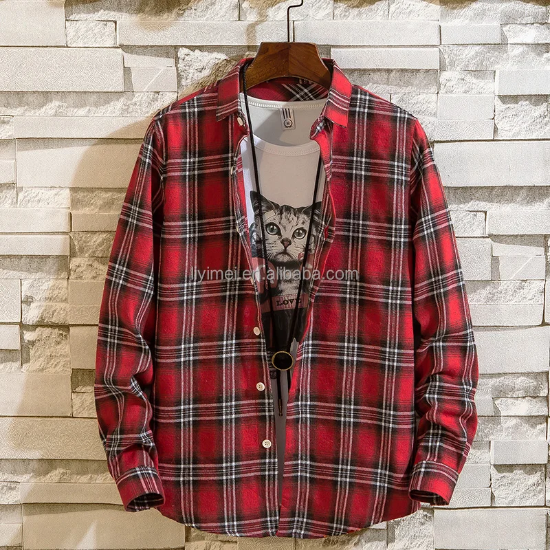 Factory Wholesale Comfortable Plaid 100% Cotton Long Sleeve Casual Wool ...