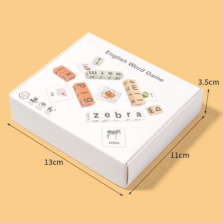 Kids Montessori Wooden English Alphabet Cognition Magic Cube Blocks ...