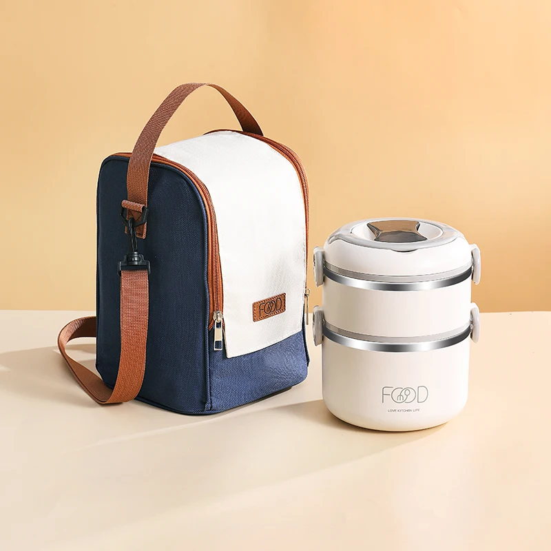Round Multilayer Stainless Steel Lunch Box Handle Durable Leakproof ...