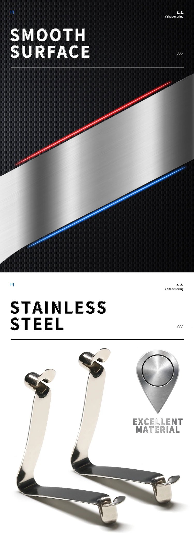 V Shape Spring Clip with Push Ball for 14mm Pipe Button