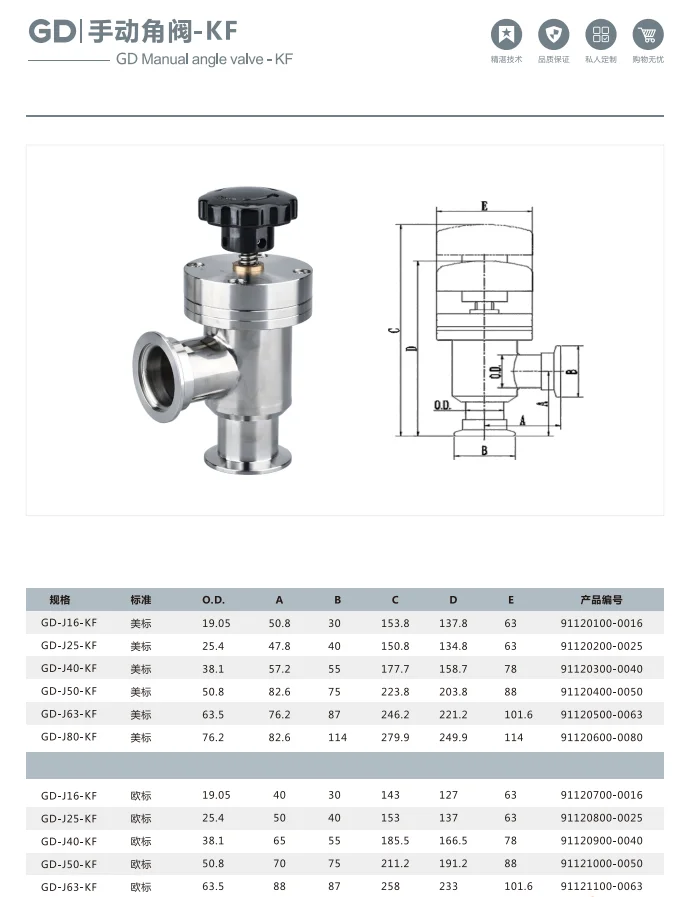Gd Vacuum Kf Iso Cf Stainless Steel Manual Angle Valve - Buy Gd Vacuum Kf Iso Cf Stainless Steel ...
