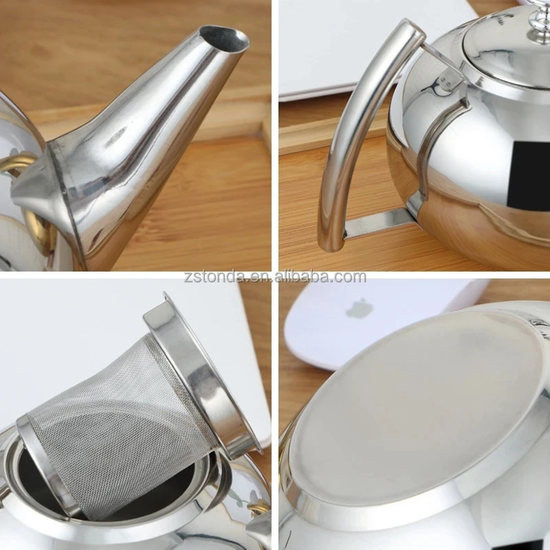 Silver Gold Colors 1.5L/2L Teapots - Eco-Friendly & Durable