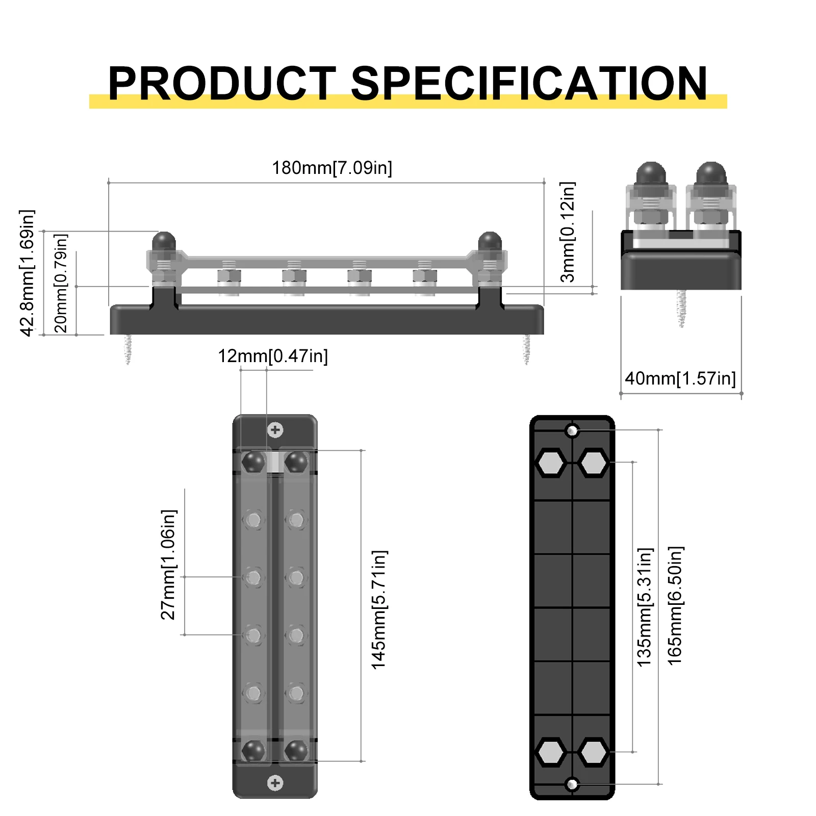 150a Bus Bar Marine Power Distribution Block Dc Busbar For Boat - Buy ...