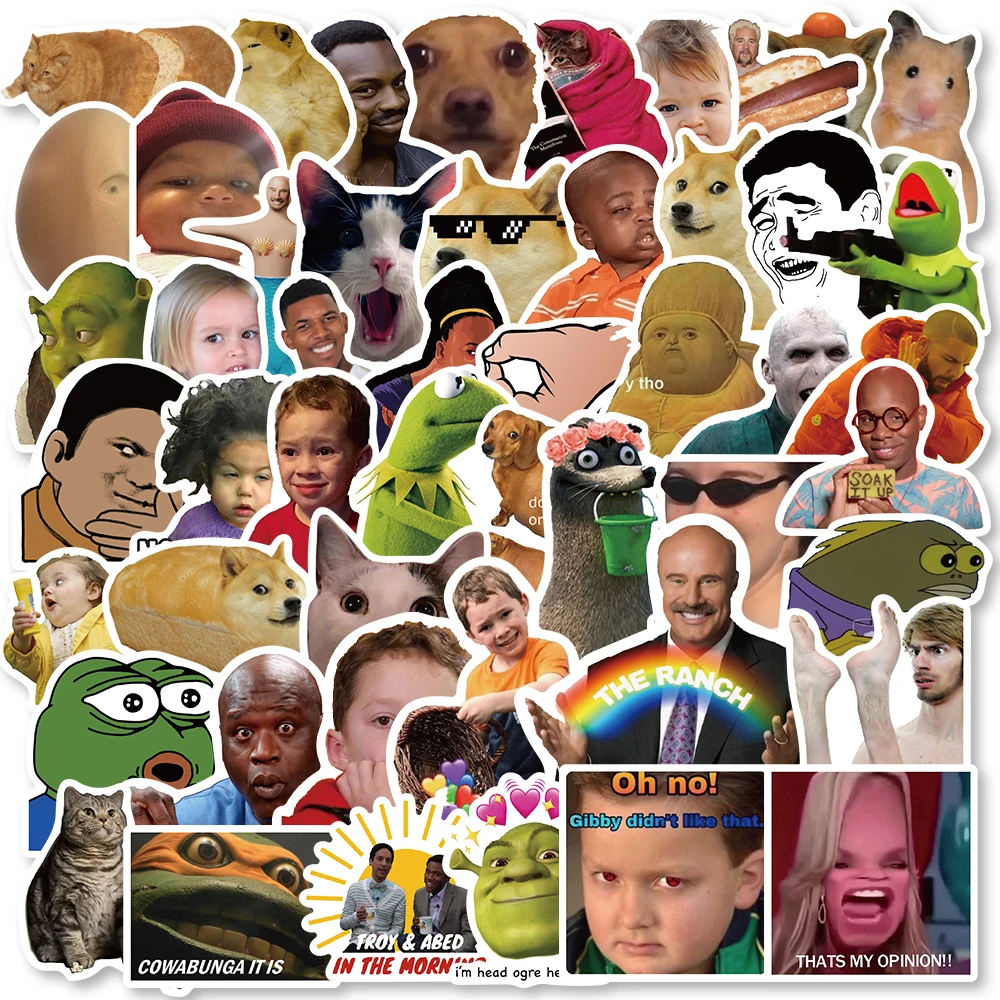 50pcs Mixed Cute Spoof Expression Stickers Aesthetic DIY Laptop Phone ...