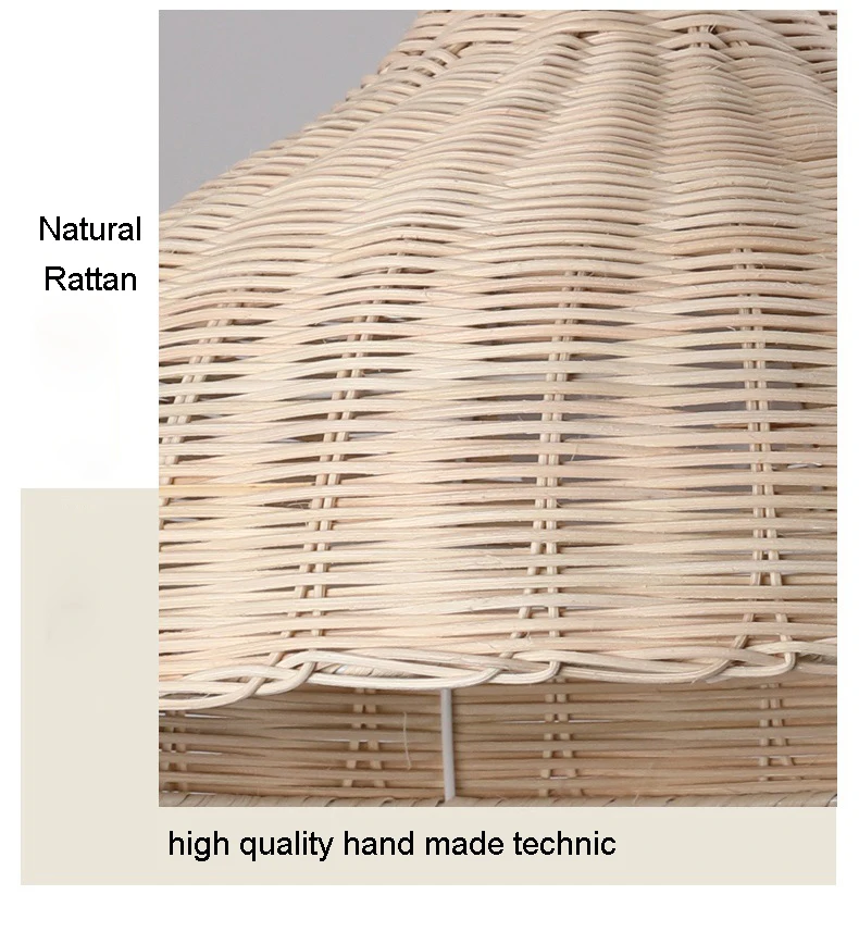 Vintage Bamboo Wicker Rattan Wave Shade Pendant Light