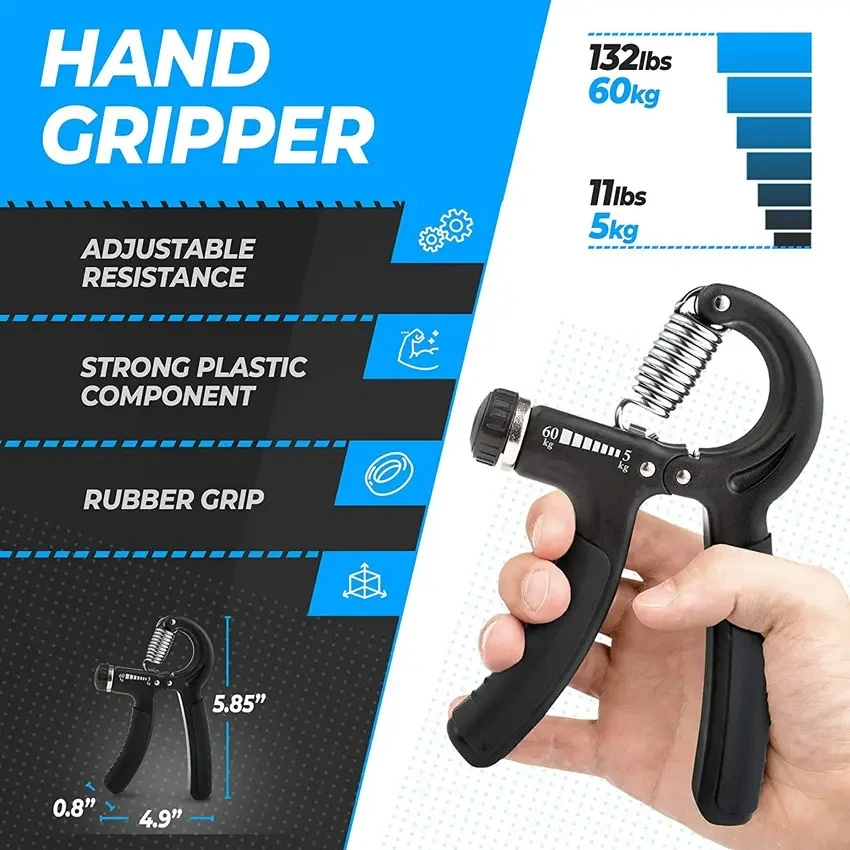 5-Pack Adjustable Resistance Hand Gripper Set Strength Trainer Forearm ...