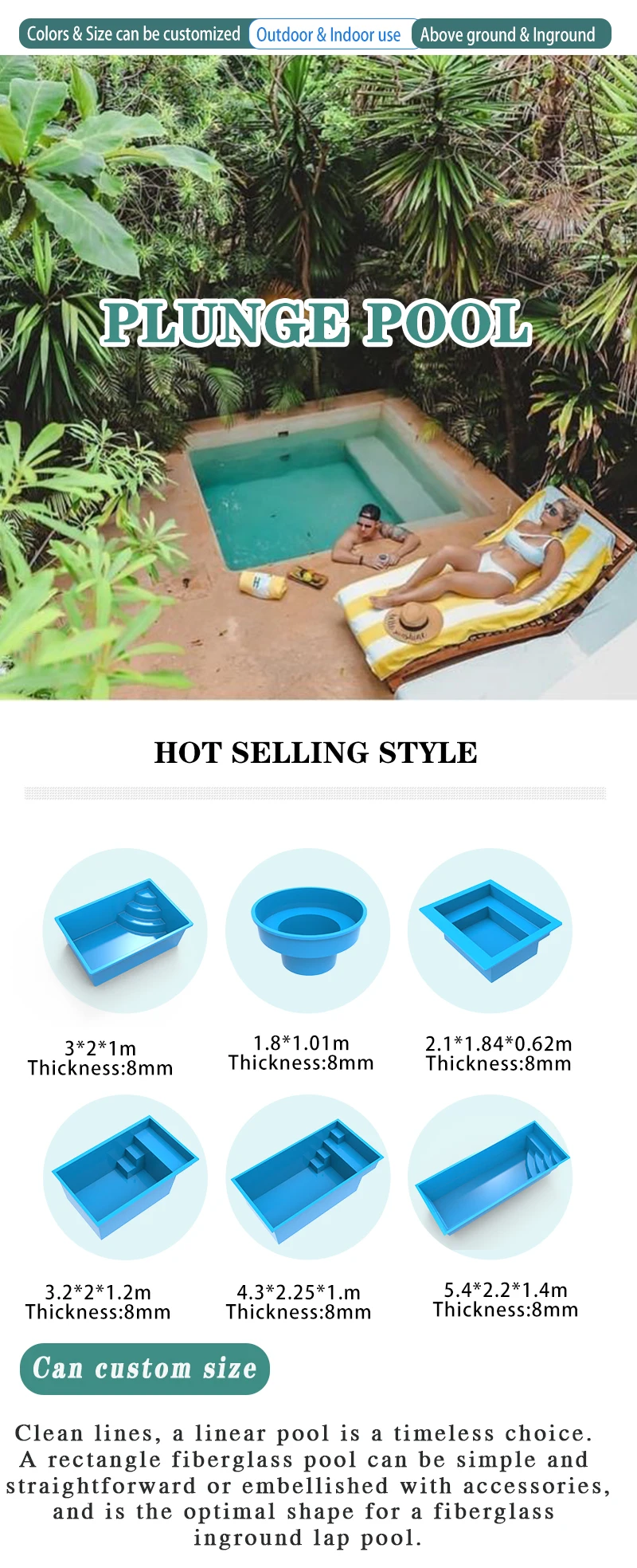 Family Ready Frp Jacuzzi Swimming Pool Underground Fiberglass Plunge ...