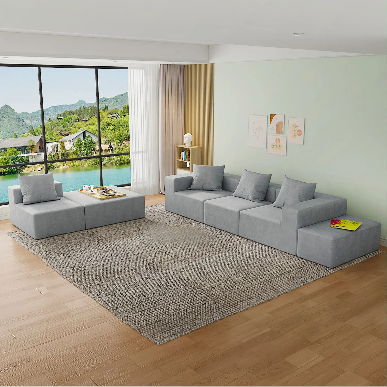 Sectional Minimalist Modular Sofa Set - Vacuum Compressed