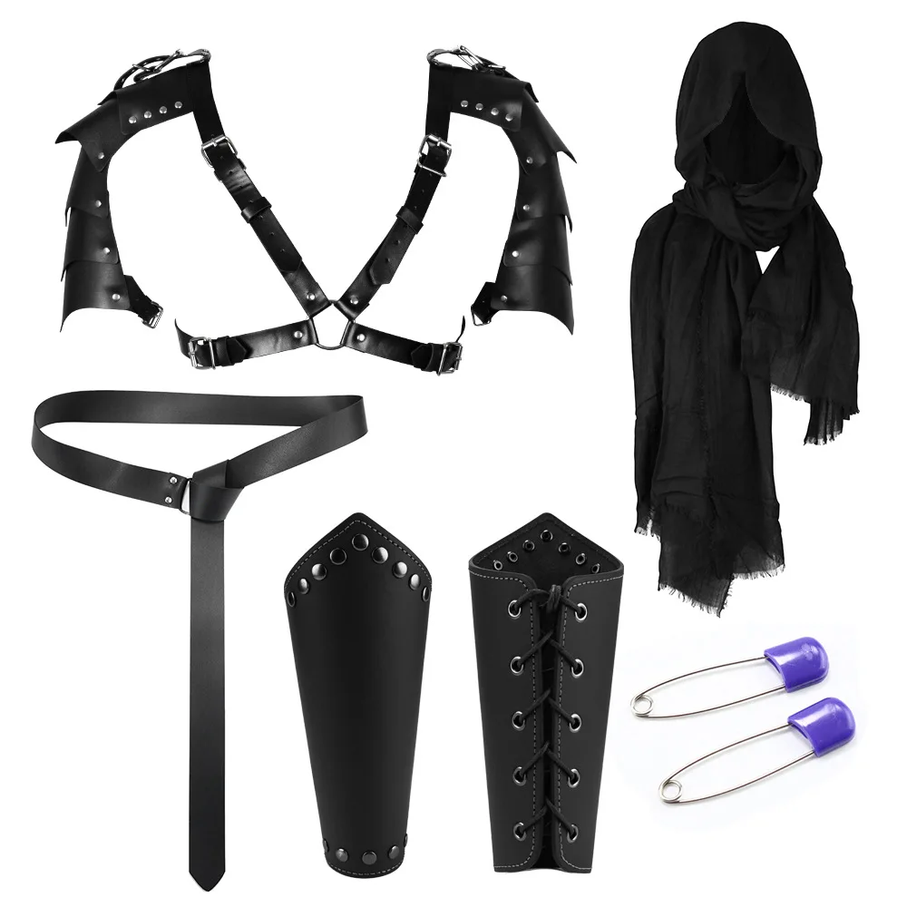 Vintage Cosplay Suit Men Medieval Knight Hooded Cloak Scarf Renaissance ...