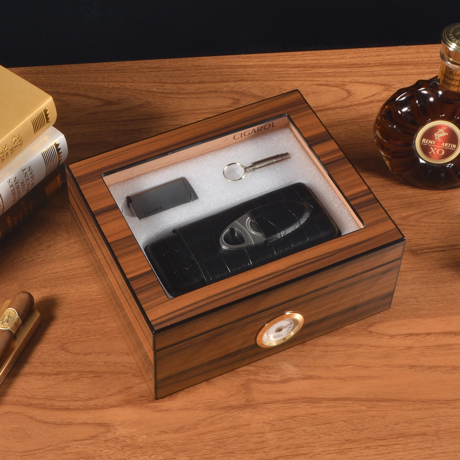 Hot Sale Handcrafted Desktop Spanish Cedar Wood Cigar Case Box With ...
