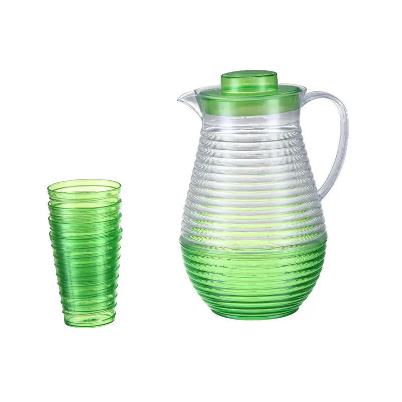 Pitcher With Lid And 4 Tumbler Drinkware Set Clear Plastic Ps Modern ...
