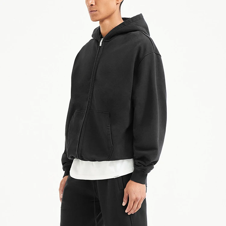 Custom Logo Men Double Zipper Oversized Heavy Weight Hoodie