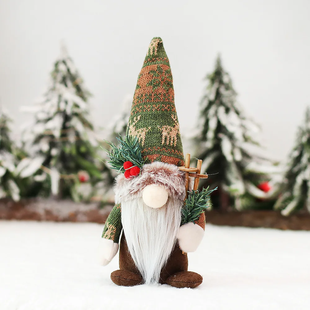 Customizable Christmas Faceless Gnomes Elf Figurine with Knitted Hat ...