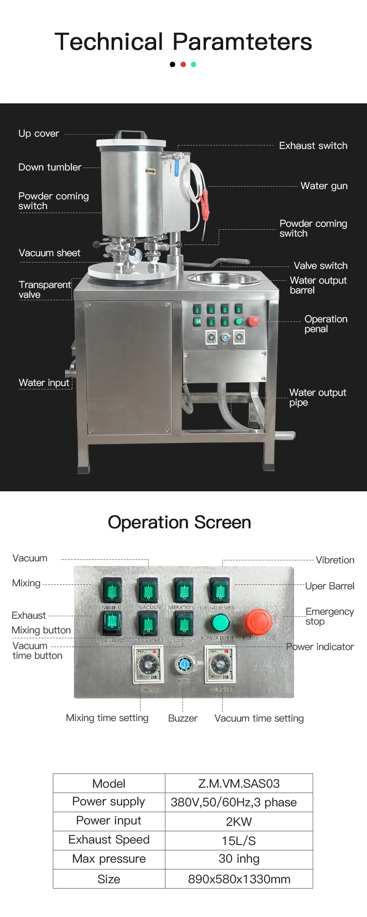 Vacuum Pressure Investment Powder Mixing Machine for Jewelry Casting