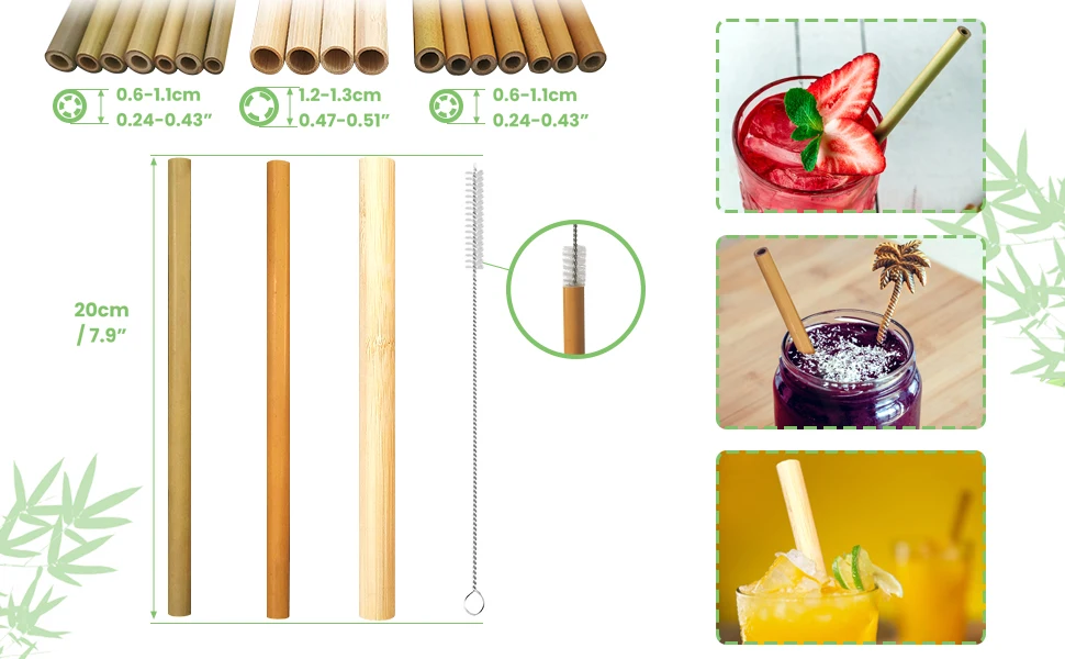 20cm 22cm Disposable Bamboo Straw Coffee Milk Tea Juice Wholesale ...