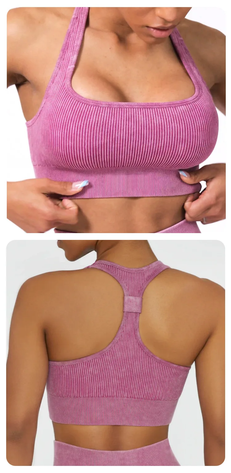 G9233 Women Seamless Yoga Outfits 8 Piece Set Workout Gym Shorts Tights Short Sleeve Crop Top ...