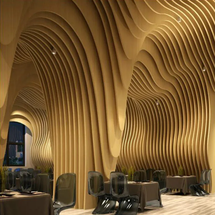 Modern 3D Wavy Metal Wall Panel Waterproof Indoor Aluminium Wall ...