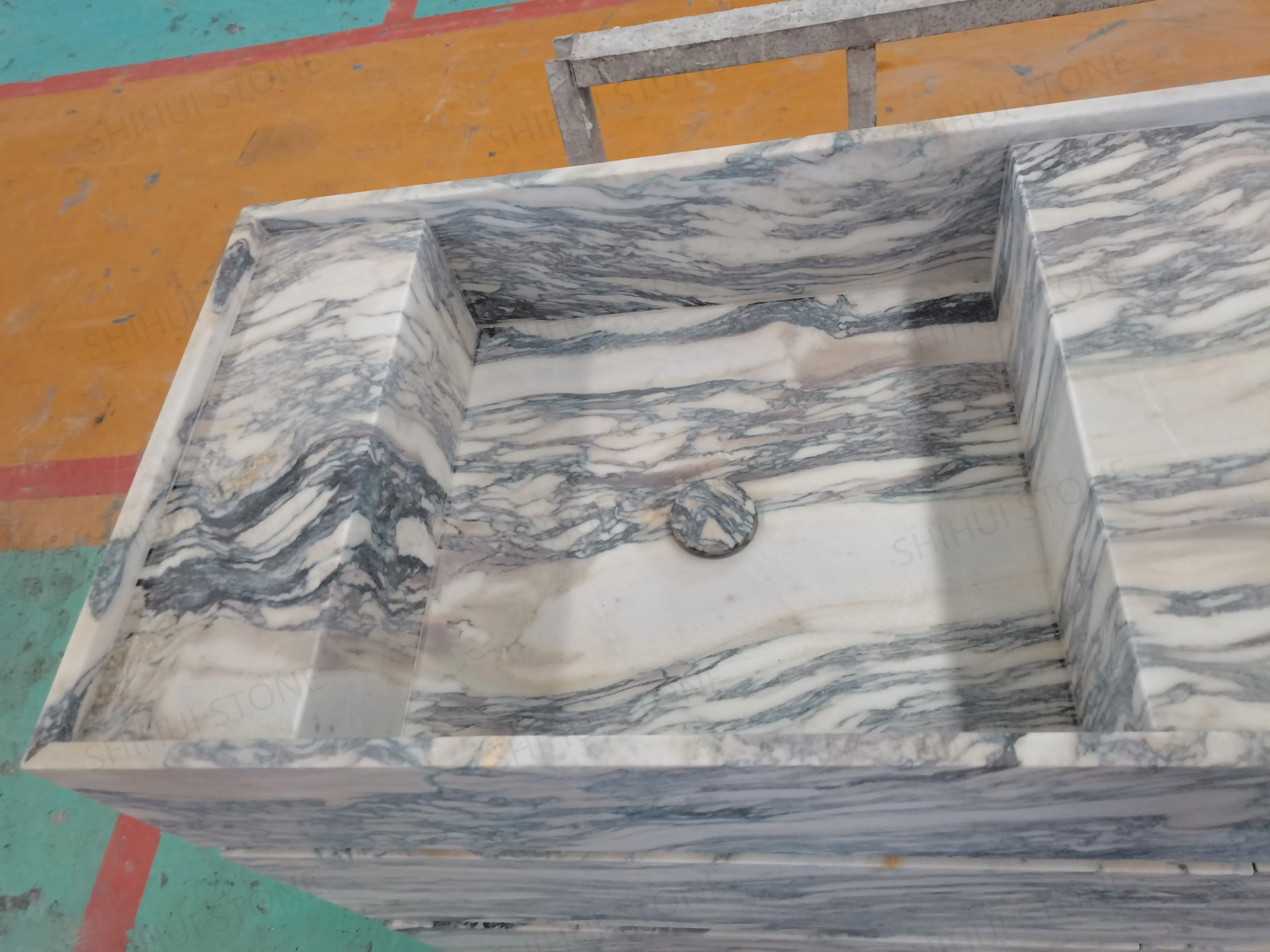 Shihui Customized Luxury Natural Stone Double Sink Freestanding Vanity ...