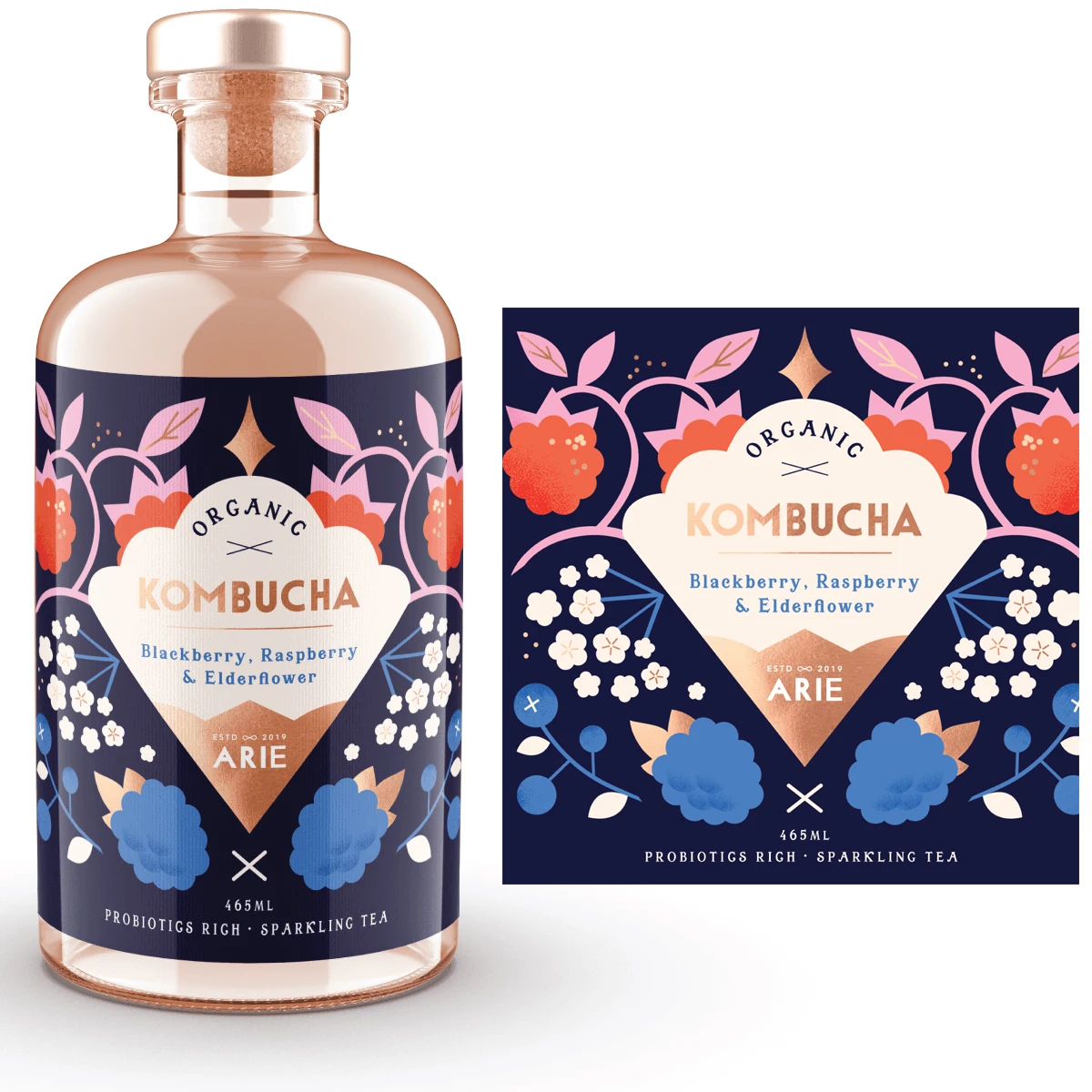 Custom luxury kombucha can bottle label brew brand sticker,brewery bar ...