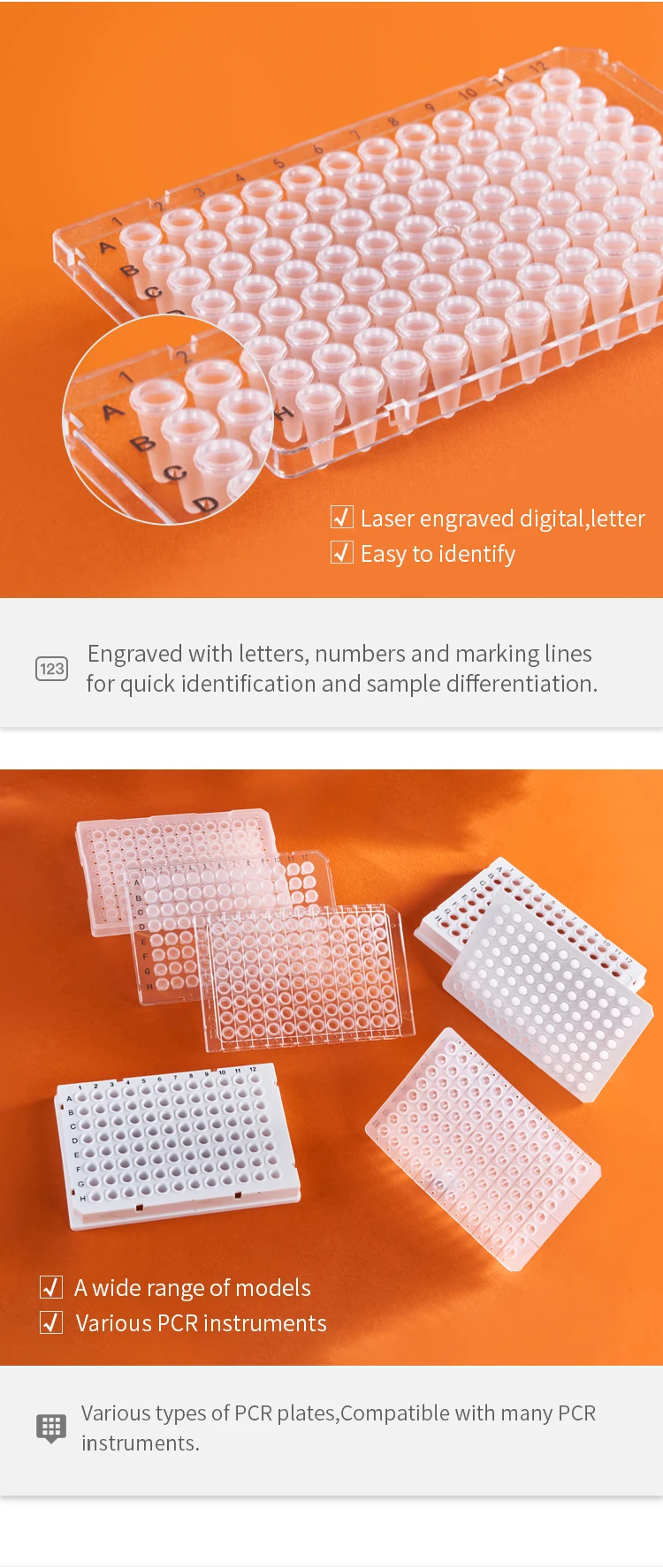 0.2ml Transparent 96 Well PCR Plate for Medical Tests