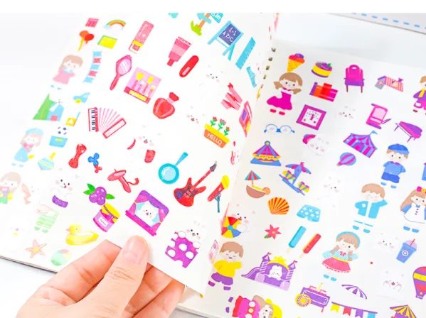 Custom Cute Cartoon Sticker Books Scrapbook Kids Blank Reusable Sticker ...