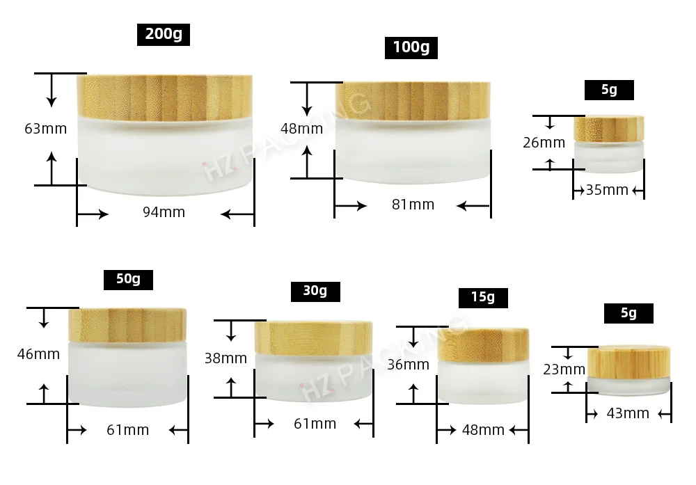 5g 15g 30g 50g 100g 200g Cosmetic Bamboo Lid Glass Jar,50g Face Cream ...