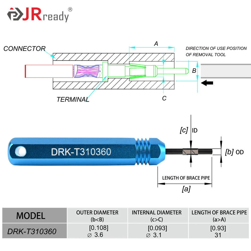 Jrready DRK-T310360 Terminal Extractor Tool for MOLEX Connectors