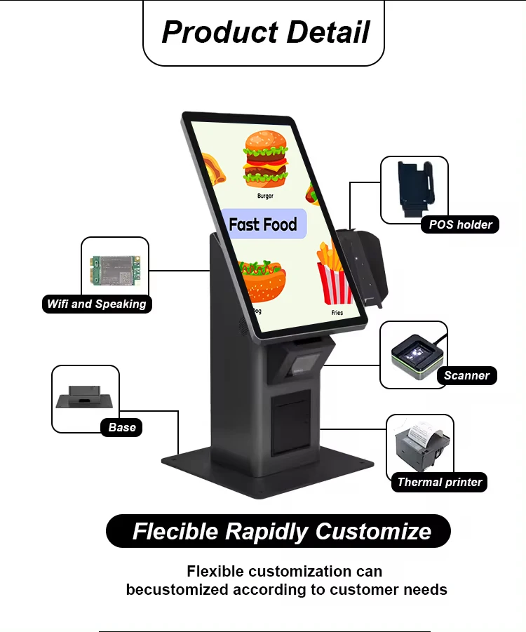 Counter/Desk Top Self-Service Ordering Payment Touchscreen Cashier ...
