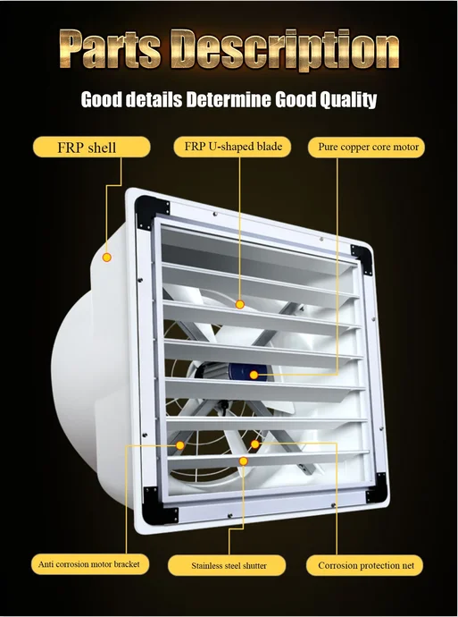 Frp Centrifugal Roof Top Ventilation Farm Animal Cages Wall Mounted ...