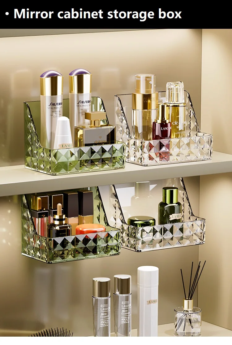 Shelf Mirror Cabinet Cosmetic Bathroom Cosmetics Mask Storage Desktop ...
