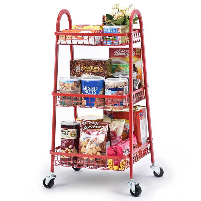 3-tier Rolling Cart,Heavy Duty Storage Cart With Lockable Wheels Wire ...