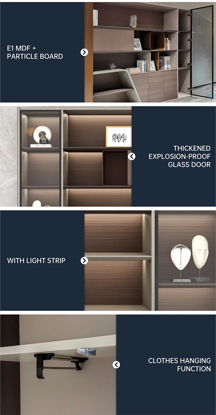 Wooden Modern MDF Bookshelft Bibliotheque File Cabinet CEO Office Room ...