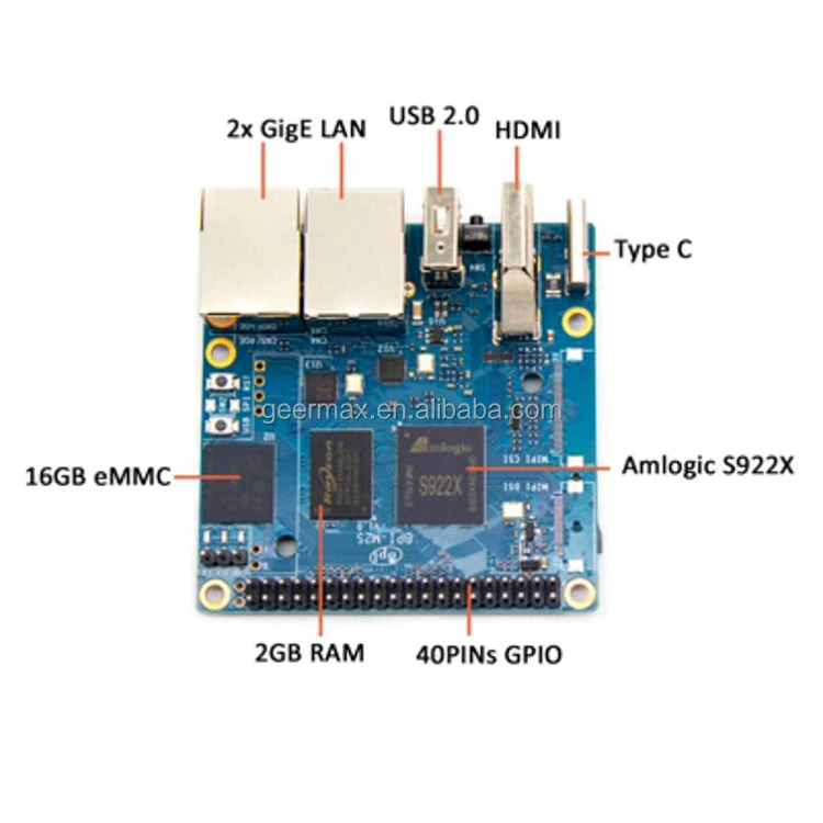 High Quality Banana Pi M2s S922x Poe 16gb Emmc Flash (max 128g) 40 Pin Gpio Wifi&bt Banana Pi ...