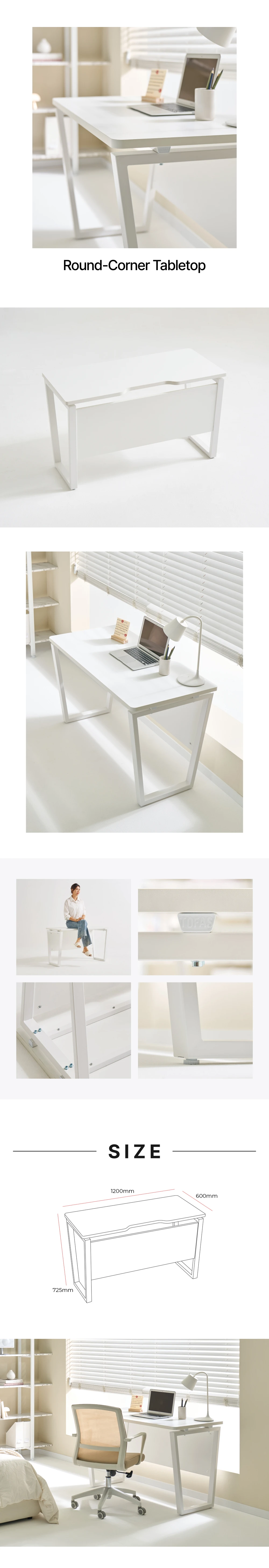 Korean Melon Desk 1200mm Compact Workstation for Small Spaces Steel ...